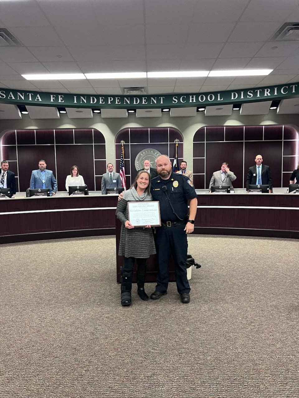 Mrs. Kristen Lawrence with SFISD the SFPD’s Life Saving award! – The ...